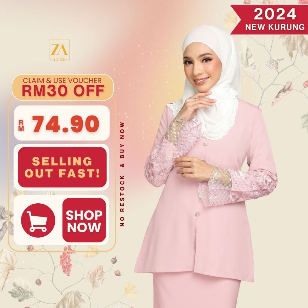 ZOE ARISSA BAJU KURUNG MODEN 2024 Joslyn Lace Plain baju raya 2024 ...