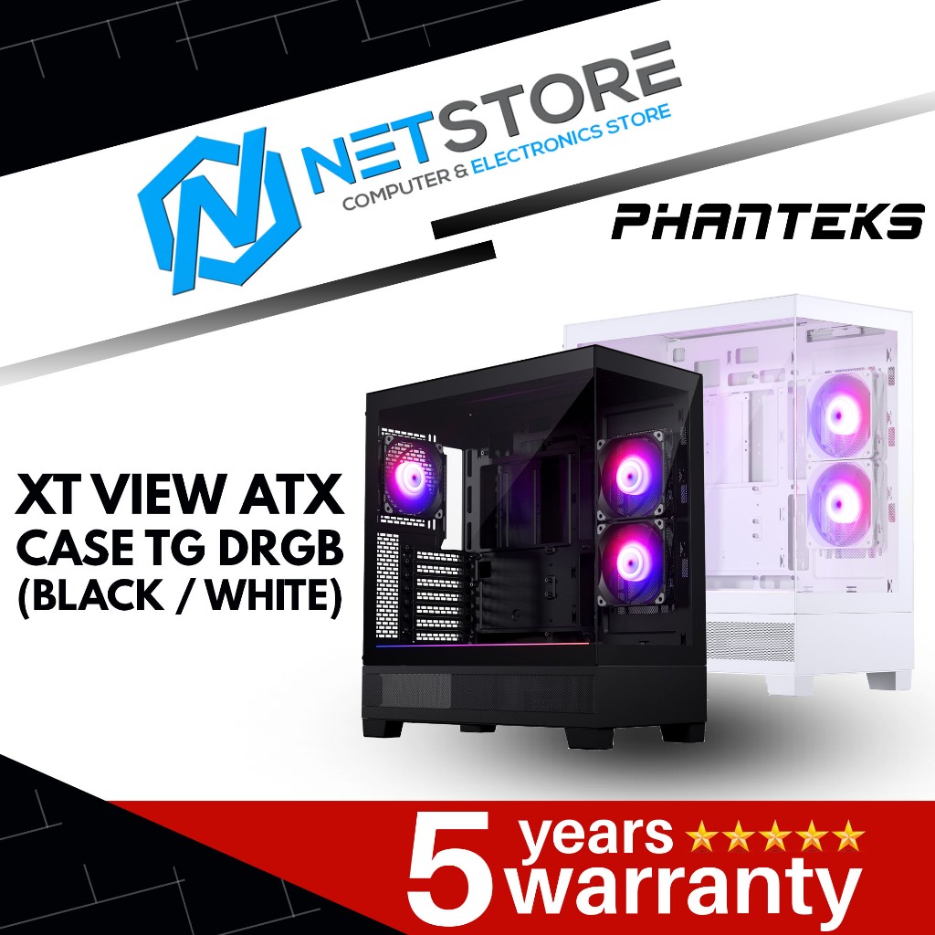 PHANTEKS XT VIEW ATX CASE TG DRGB (BLACK / WHITE) | Shopee Singapore