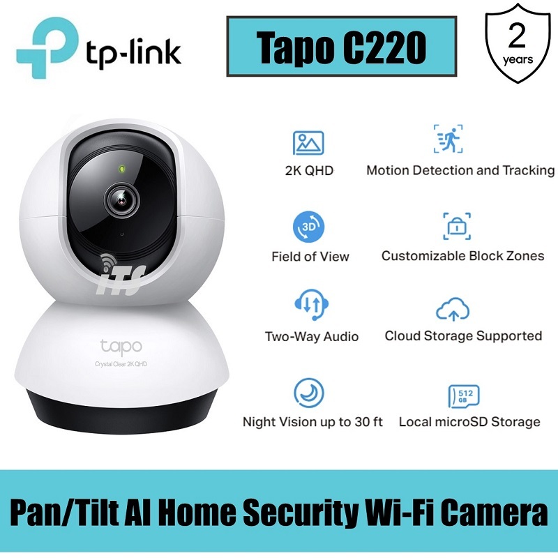 TP-Link 2K QHD Pan/Tilt AI Home Security Wi-Fi Camera (Tapo C220 ...