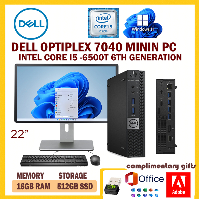 DELL OPTIPLEX 7040 MICRO MINI PC -INTEL CORE I5 -6TH GEN /WITH 22"INCH ...