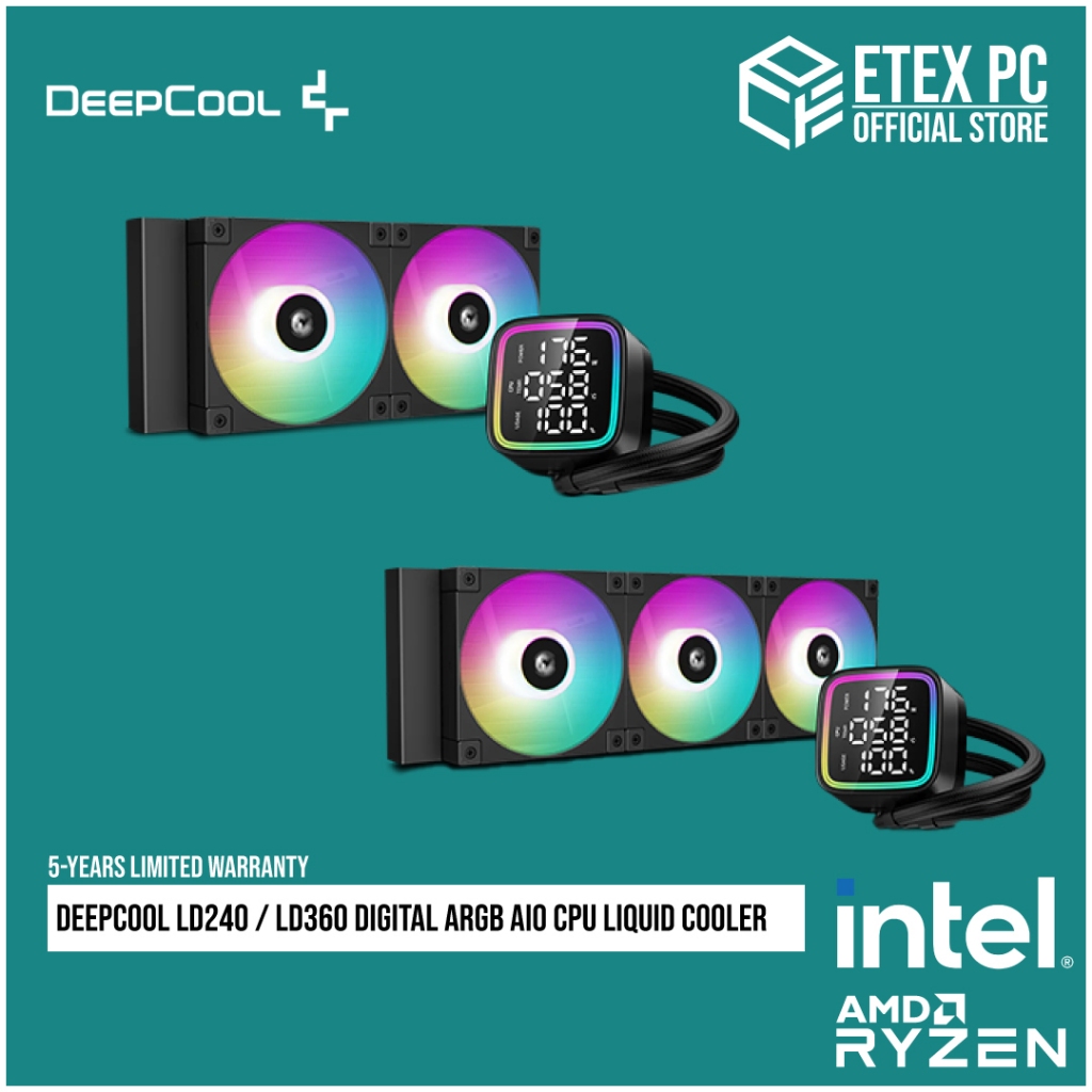 DeepCool LD240 / LD360 Digital ARGB AIO CPU Liquid Cooler R-LD240-BKMSN ...