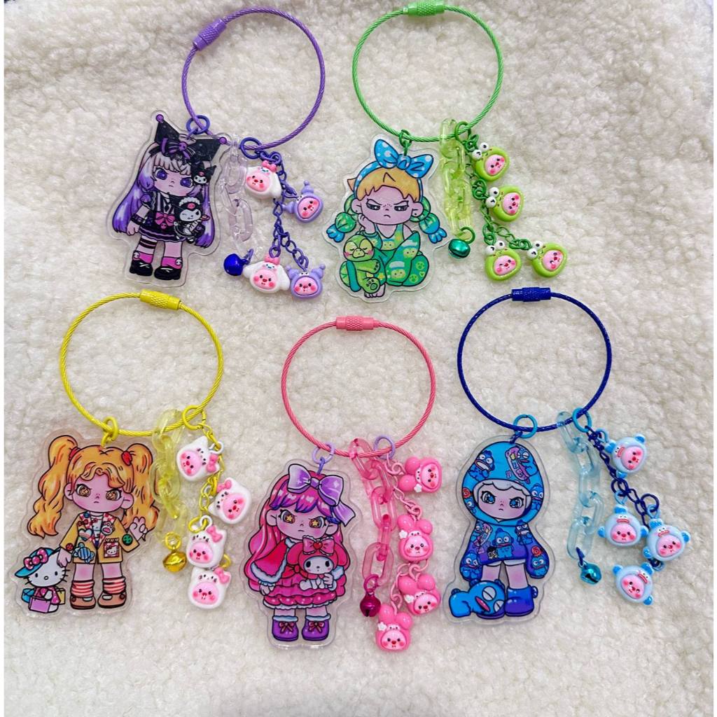 Keychain Acrylic Resin Dora Sanrio Cute Angry Girl Loopy Kuromi ...