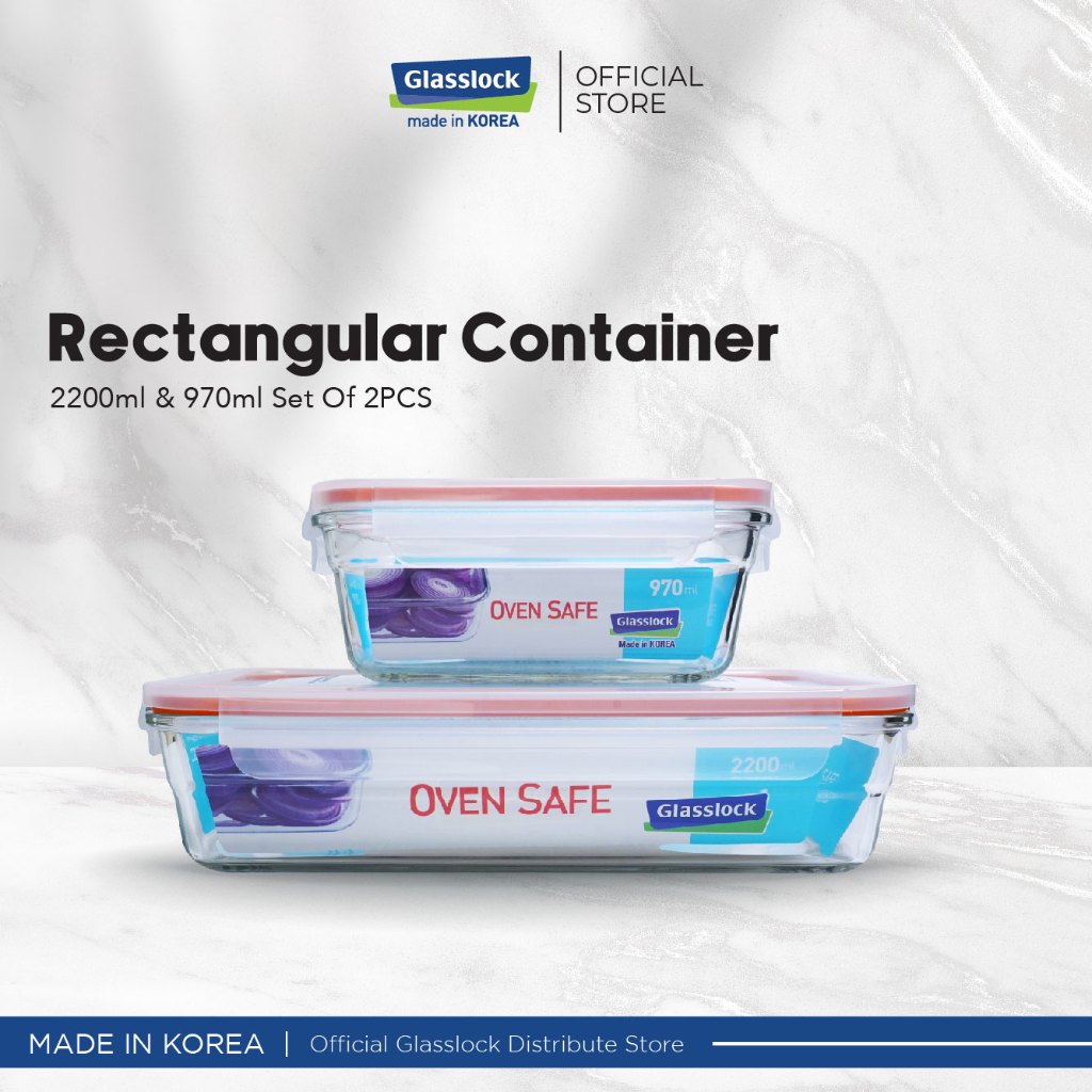 (Oven Safe)Glasslock Airtight Food Container Bekas Kaca Makanan Kedap ...