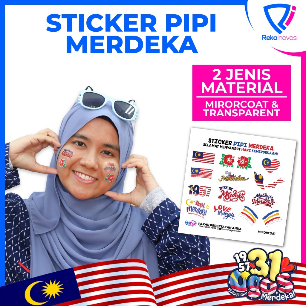 Stiker Merdeka Sticker Pipi Merdeka, Face Sticker Love Flag Pelekat ...