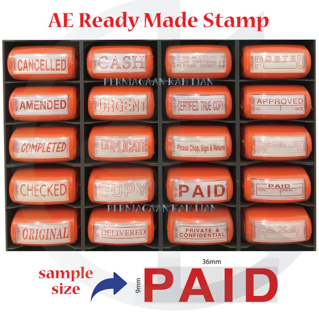 AE Flash Made Stamp / Chop (PAID/DATE/SIGN) Self Ink | Shopee Singapore