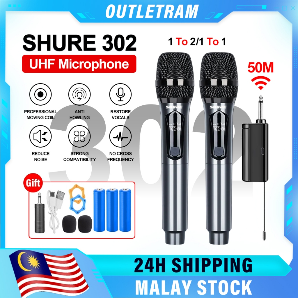 [24H Ship] SHUER 302 Wireless Microphone Karaoke UHF Receiver ...