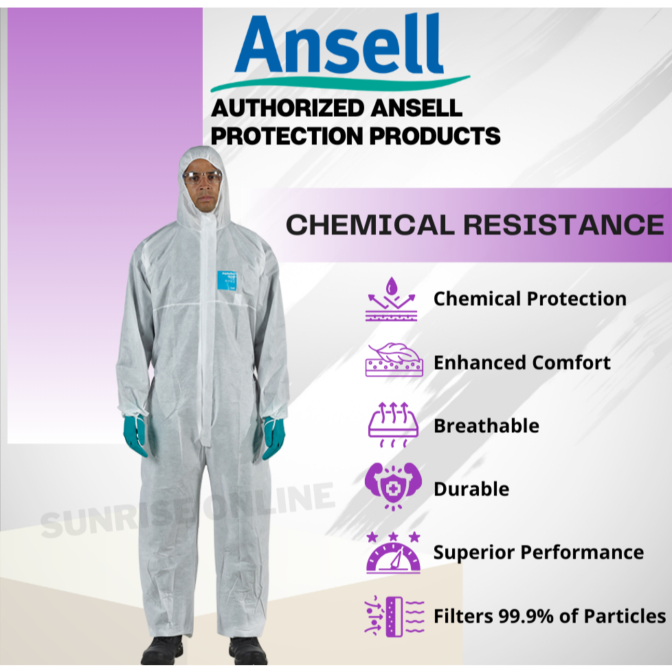 Ansell AlphaTec 1500 Plus Model 111 Disposable Coverall PPE | Shopee ...