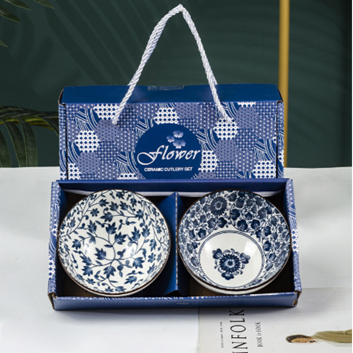 AZUKI Flower Style Ceramic Dinnerware Set With Box Bowl Set Mangkuk ...