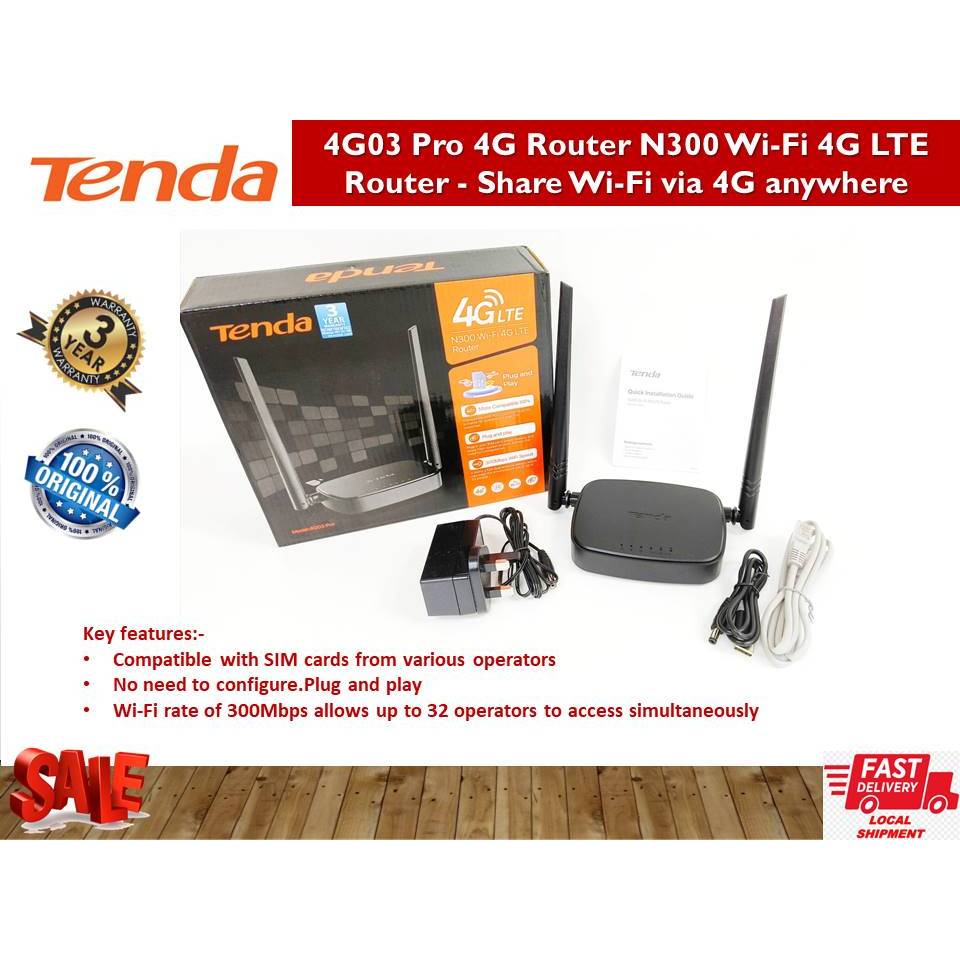 Tenda 4G03 Pro 4G Router N300 Wi-Fi 4G LTE Router - Share Wi-Fi via 4G ...