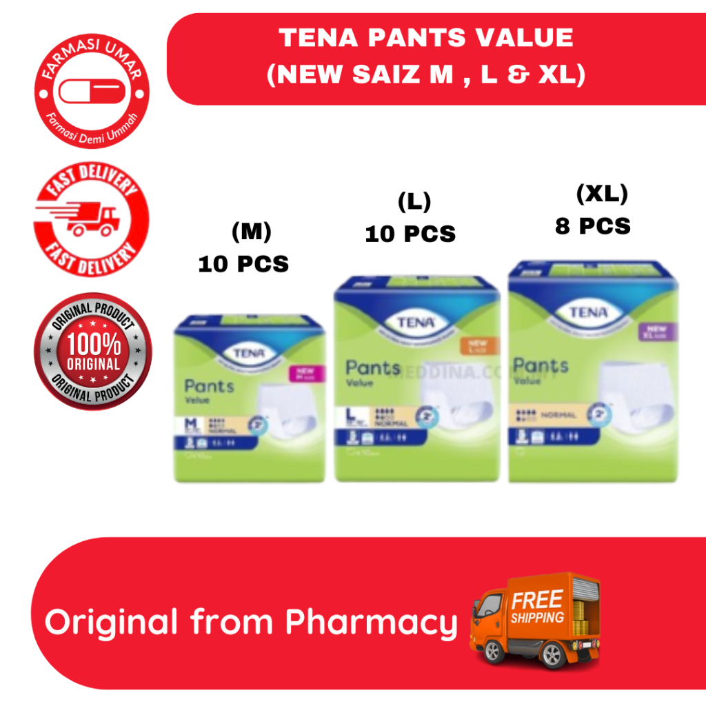 TENA PANTS VALUE ( NEW SAIZ M , L & XL ) | Shopee Singapore
