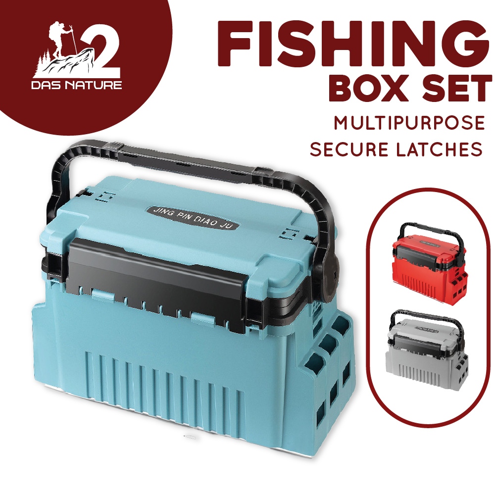 Fishing Tackle Box Set Fishing Storage Box Large Seated Pole Cup Holder ...