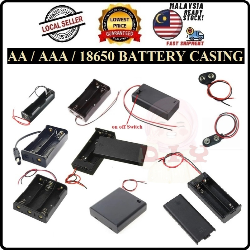 Battery Holder 9V / AA / AAA / 18650 with Wire Lead, Casing Cover with ...