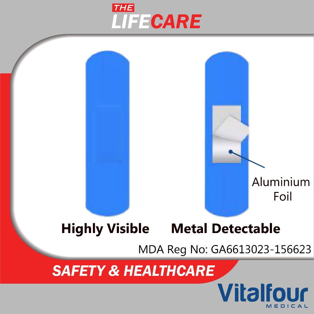 VitalPlast Metal Detectable PE Blue Plaster 100's/box | Shopee Singapore