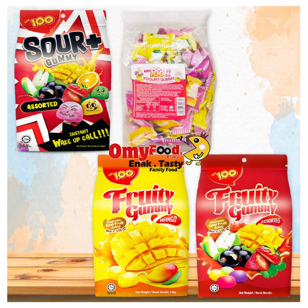 580g / 980g Big Pack Lot 100 Sour+ Assorted Flavoured Gummy / / Lot 100 ...