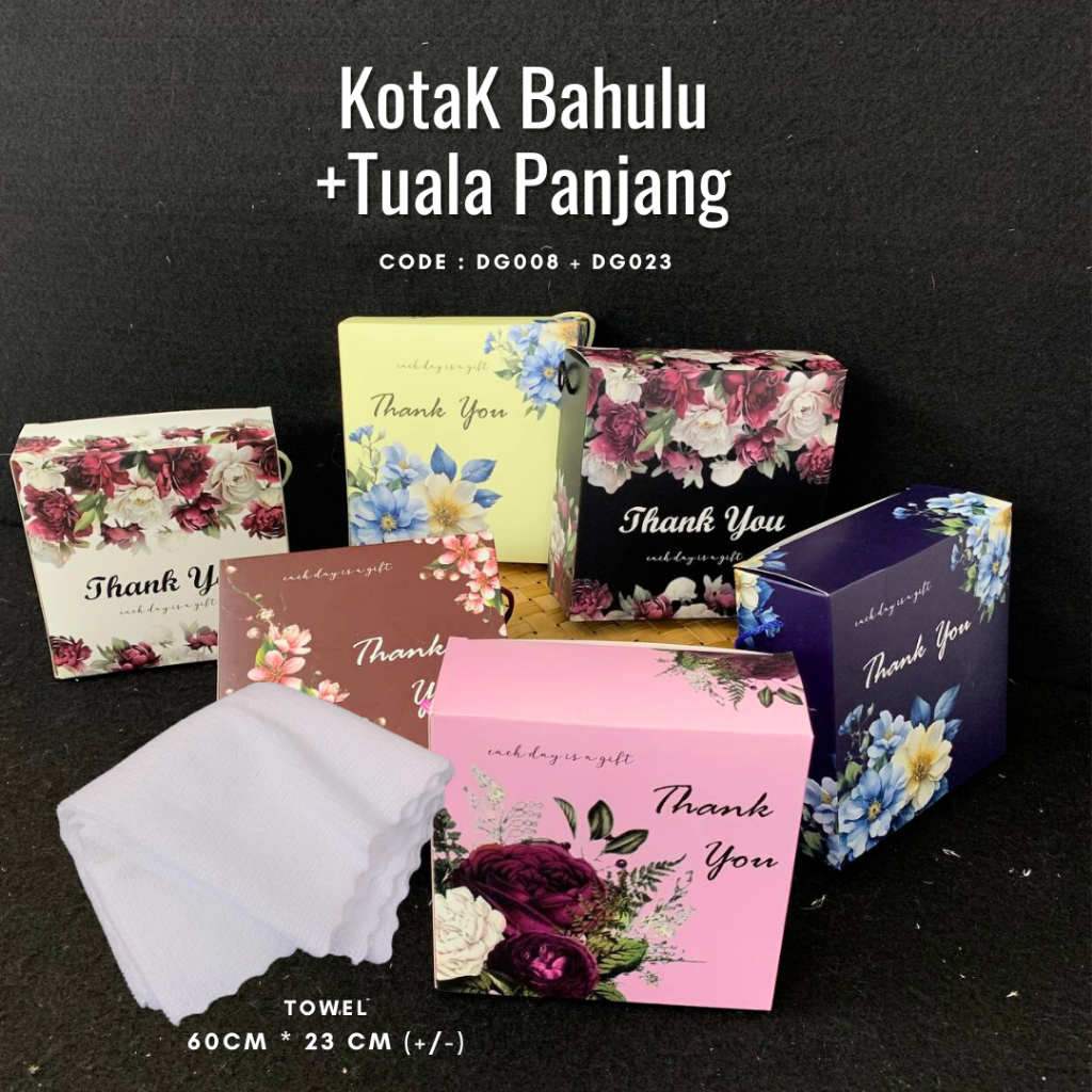 100pcs Doorgift Towel Panjang Dan Kotak Bahulu | Wedding Box | Goodies ...