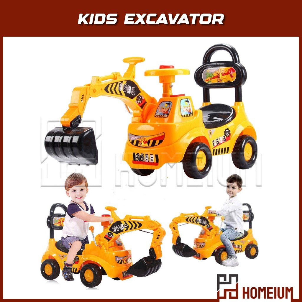 Children Kids Ride On Excavator Digger Pretend Play Construction Truck ...