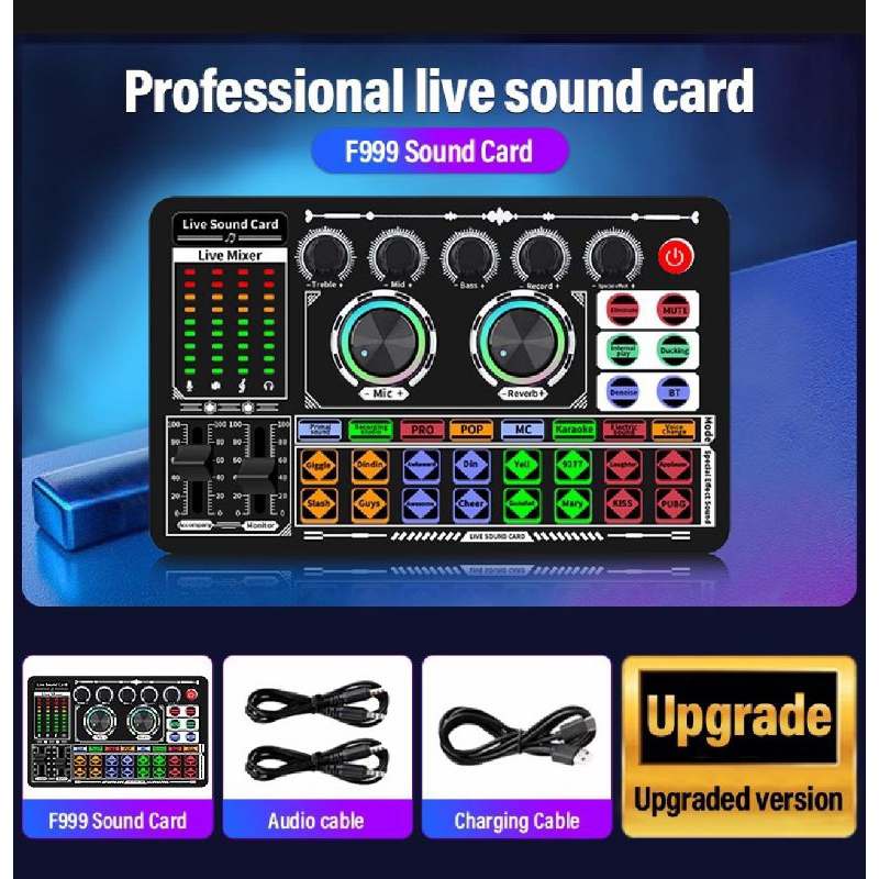 2024 Upgraded F999 F 998 BM800 Sound Card Mic Sound Mixer Sound Card ...