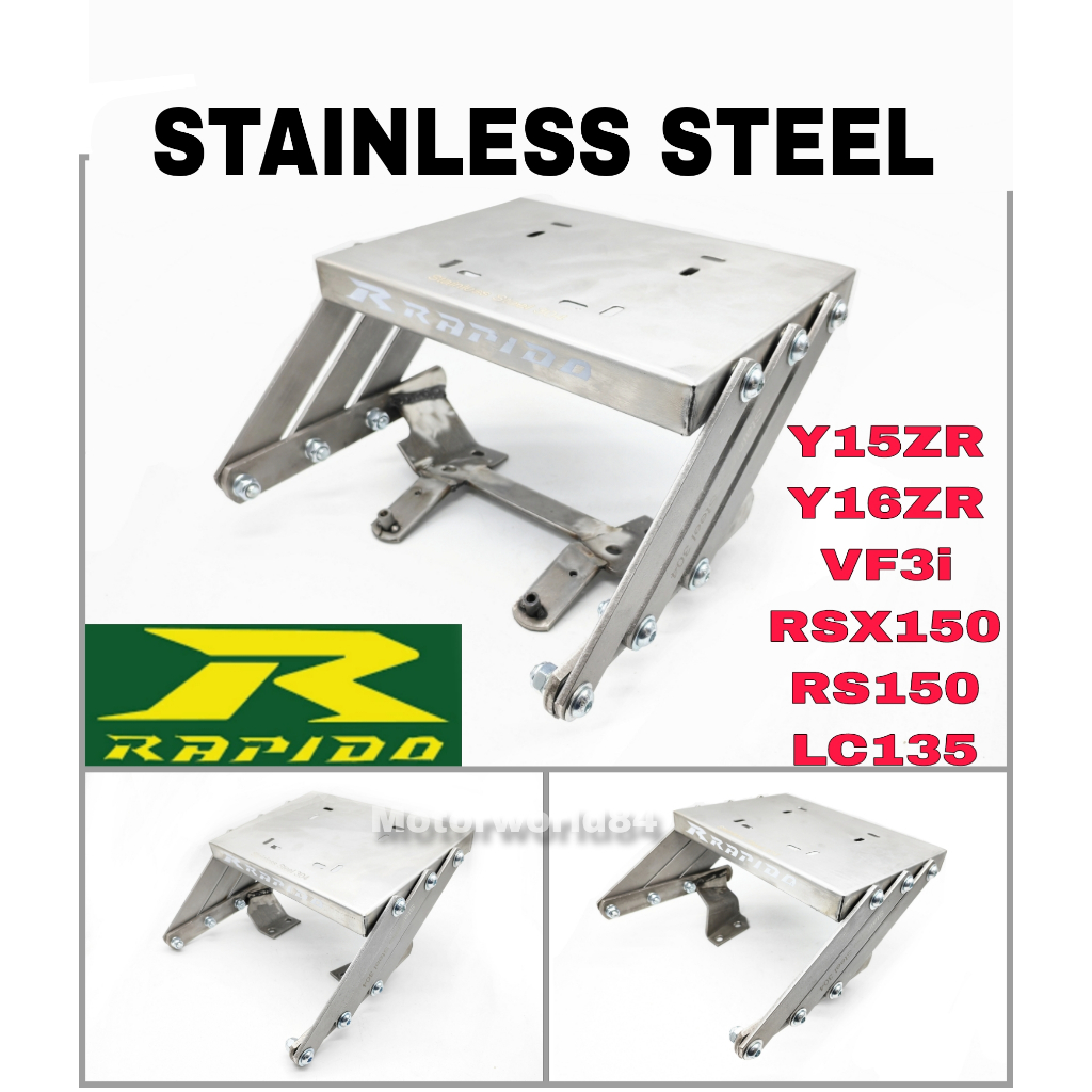 RAPIDO RACK BOX STAINLESS STEEL FOLDABLE Y15ZR LC135 V8 RS150 Y16ZR RSX ...