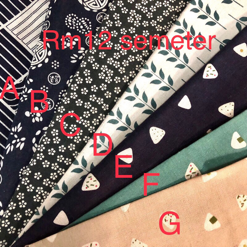 Japanese design cute rice cotton linen fabric/kain diy cloth | Shopee ...