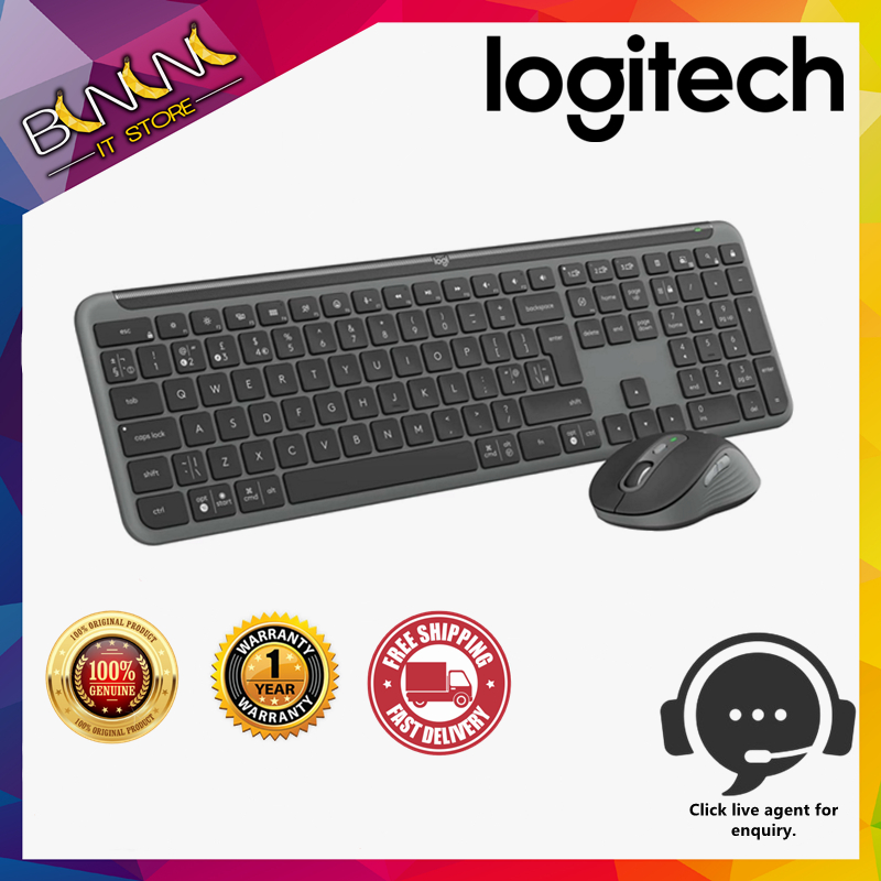 Logitech MK950 Signature Slim Wireless Keyboard and Mouse Combo, Sleek ...