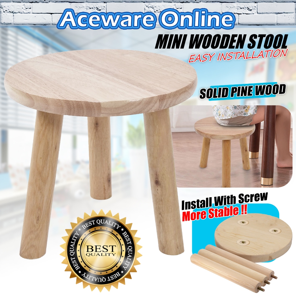 Mini Wooden Stool Chair Solid Wood Chair Round Kid Stool Foot Stool ...