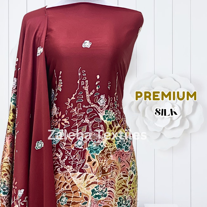 Premium SILK SLIFFY PAIR FABRIC | Batik PATTERN SILK FABRIC BY ZALEHA ...