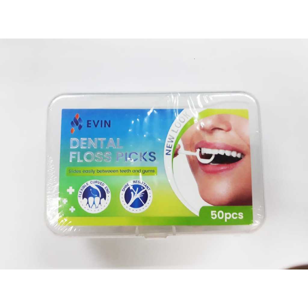 (NEW LOOK) EVIN DENTAL FLOSS PICKS FLEXIBLE CURVED END & SHRED ...