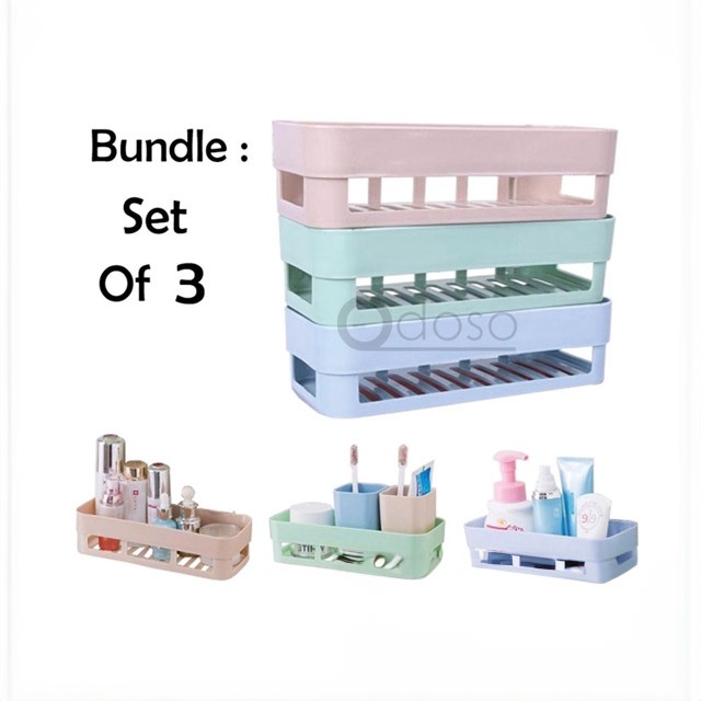 [Shopee Choice] BUNDLE Set of 3 TH007 Bathroom Kitchen Wall Shelves ...