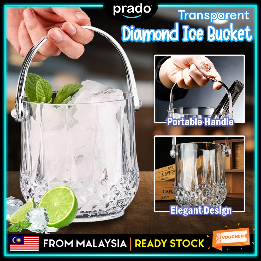 PRADO Crystal Acrylic Ice Bucket Bar Ktv Ice Storage Table Top Serve ...