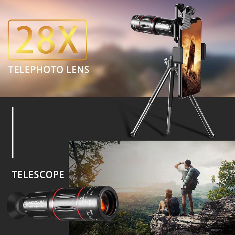 Phone Lens Monocular Magnifier Camera Kits Fisheye Wide Angle Telescope ...