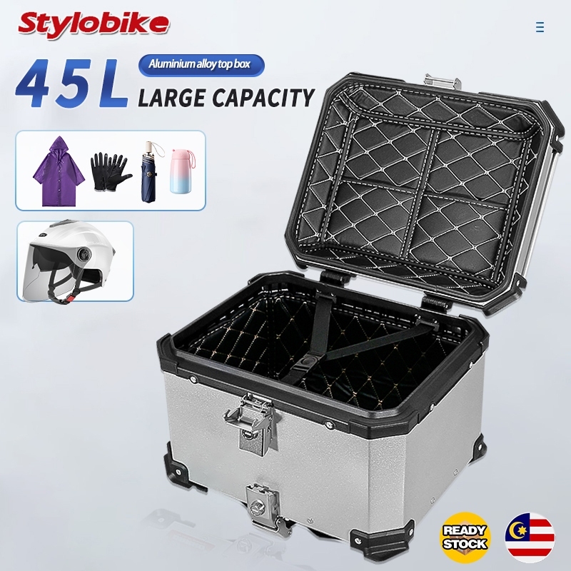 45L Motorcycle Box CNC Aluminium Alloy Top Box Kotak Motosikal ...