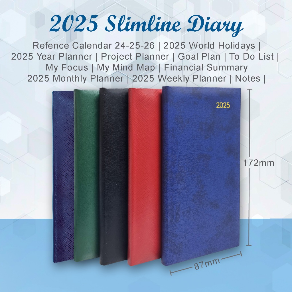 Slimline 2025 Diary Weekly Monthly Year Planner Notebook Journal ...