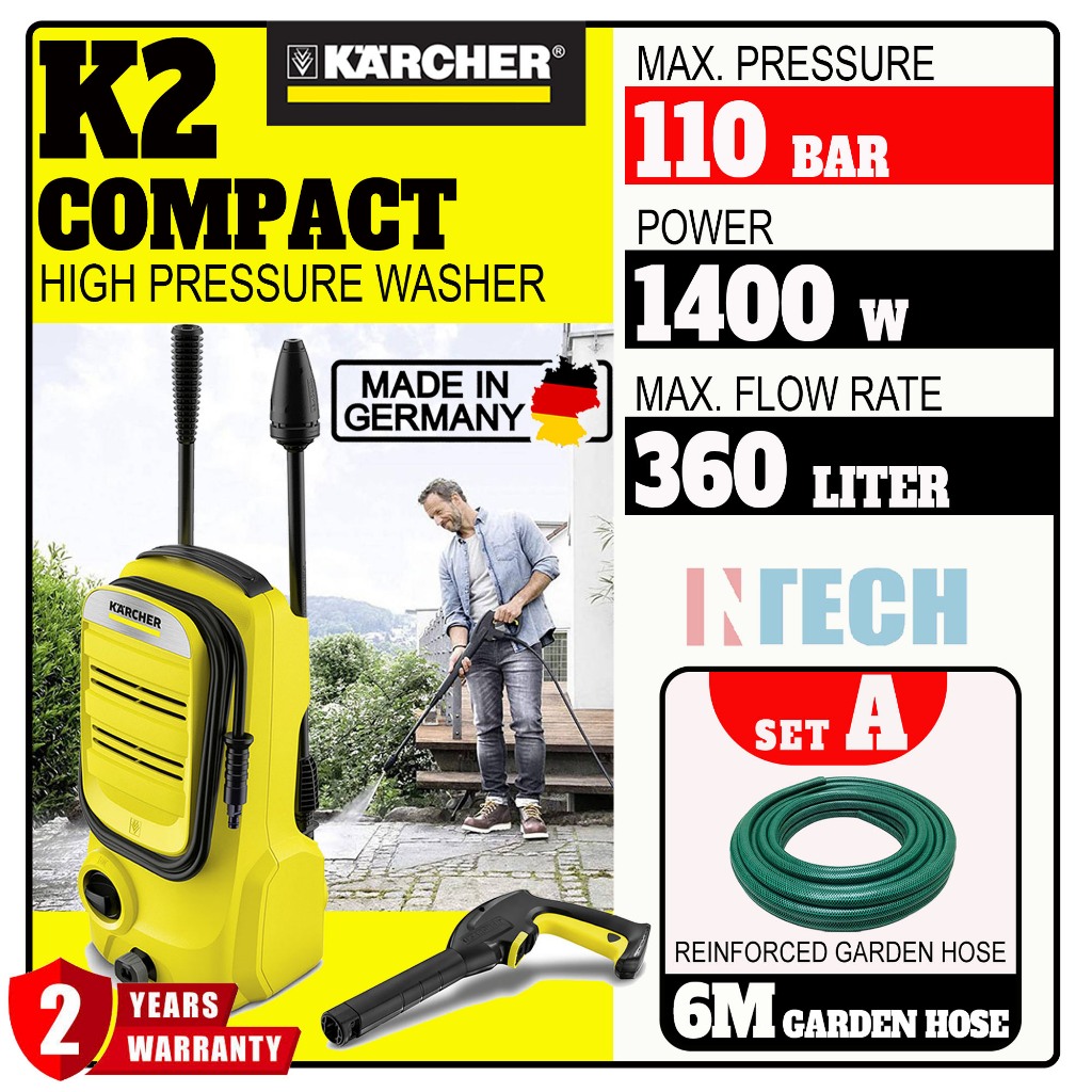 KARCHER K2 COMPACT / K2COMPACT HIGH PRESSURE WASHER 110BAR 1400W - MADE ...