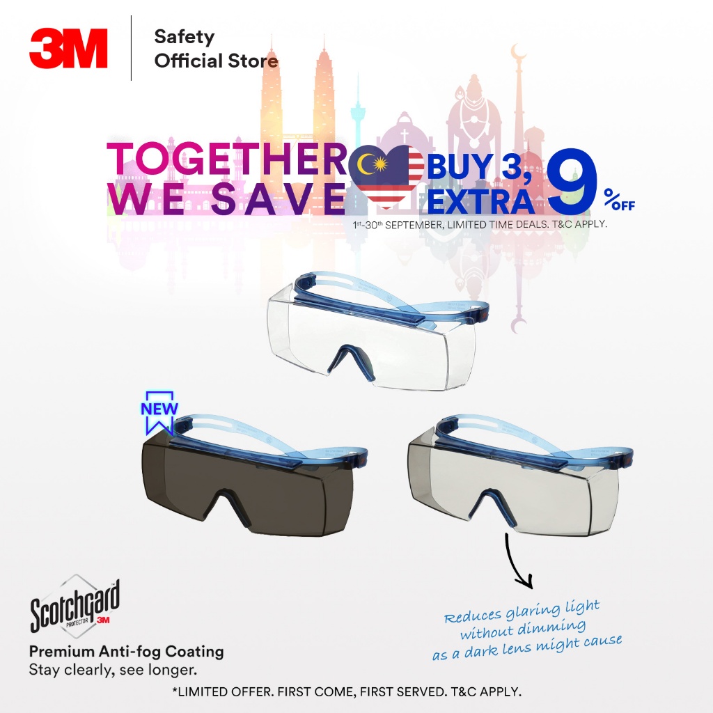 3MTM SecureFit Overspec SF3700 Series Eyewear / SF3701ASGAF-BLU/SF3702ASGAF-BLU/SF3707SGAF-BLU ...