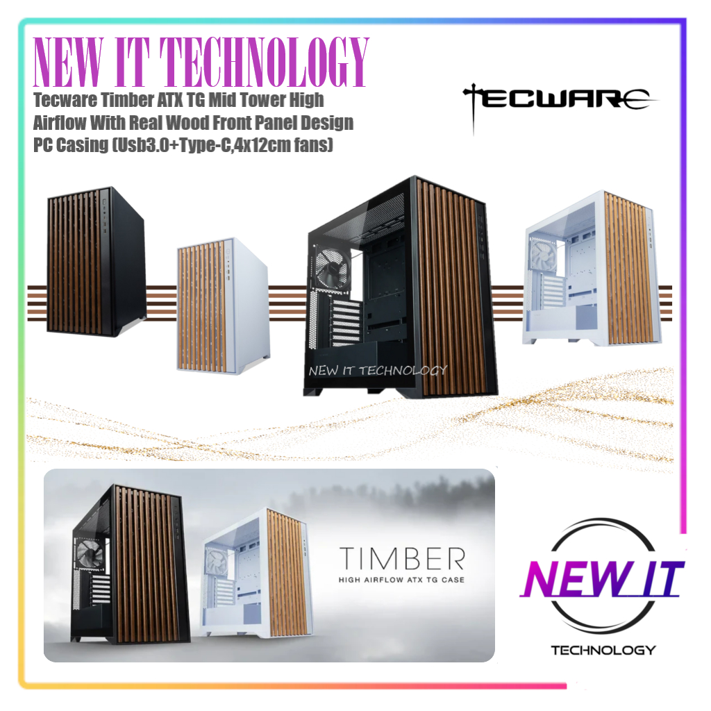 Tecware Timber M MATX&Timber ATX TG Mid Tower High Airflow With Real ...