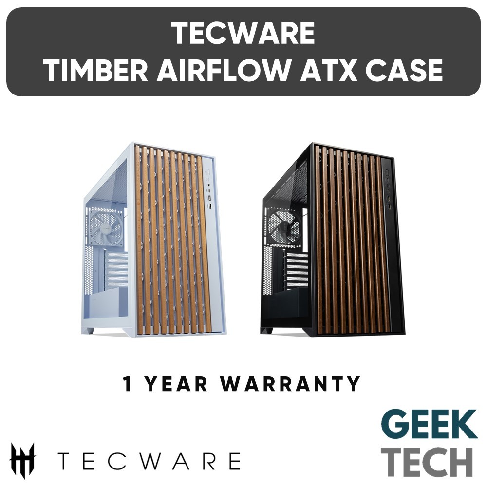 TECWARE Timber High Airflow Tempered Glass ATX Casing Pre-installed ...