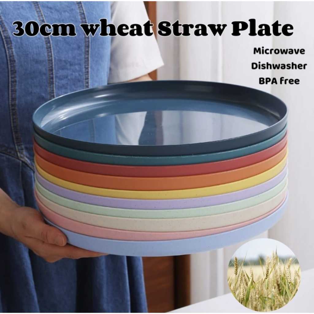 30cm Wheat Straw Plate/Pinggan Plastik/Plastic Plate/Piring Plastik ...