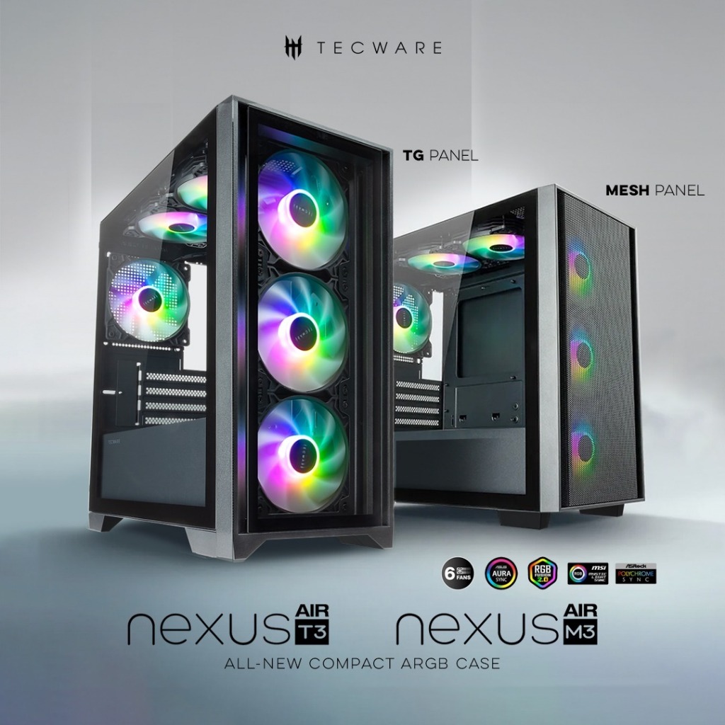 TECWARE Nexus Air [M3/T3] - mATX T.G PC Case With 6 x 120mm Pre ...