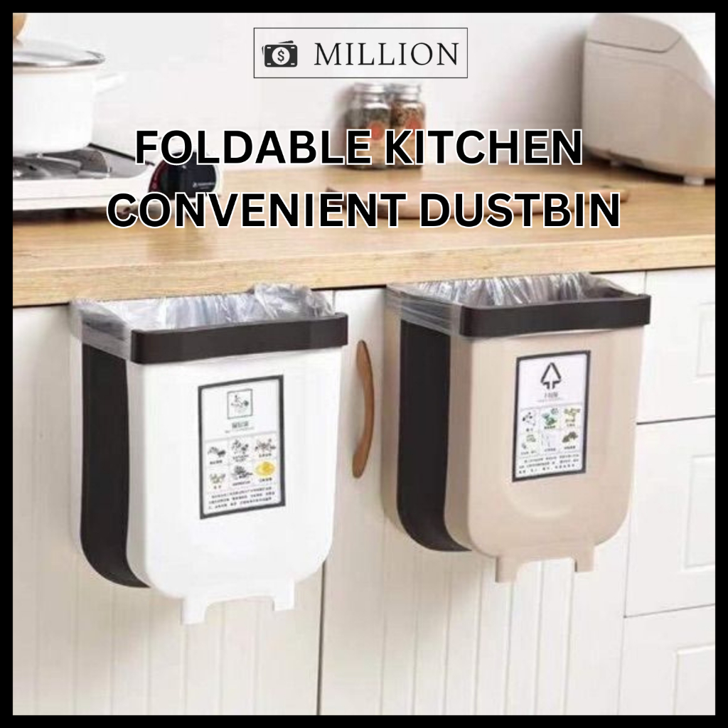 [MILLION] KITCHEN FOLDABLE DUSTBIN FOLDING WASTE BIN Cabinet Door ...