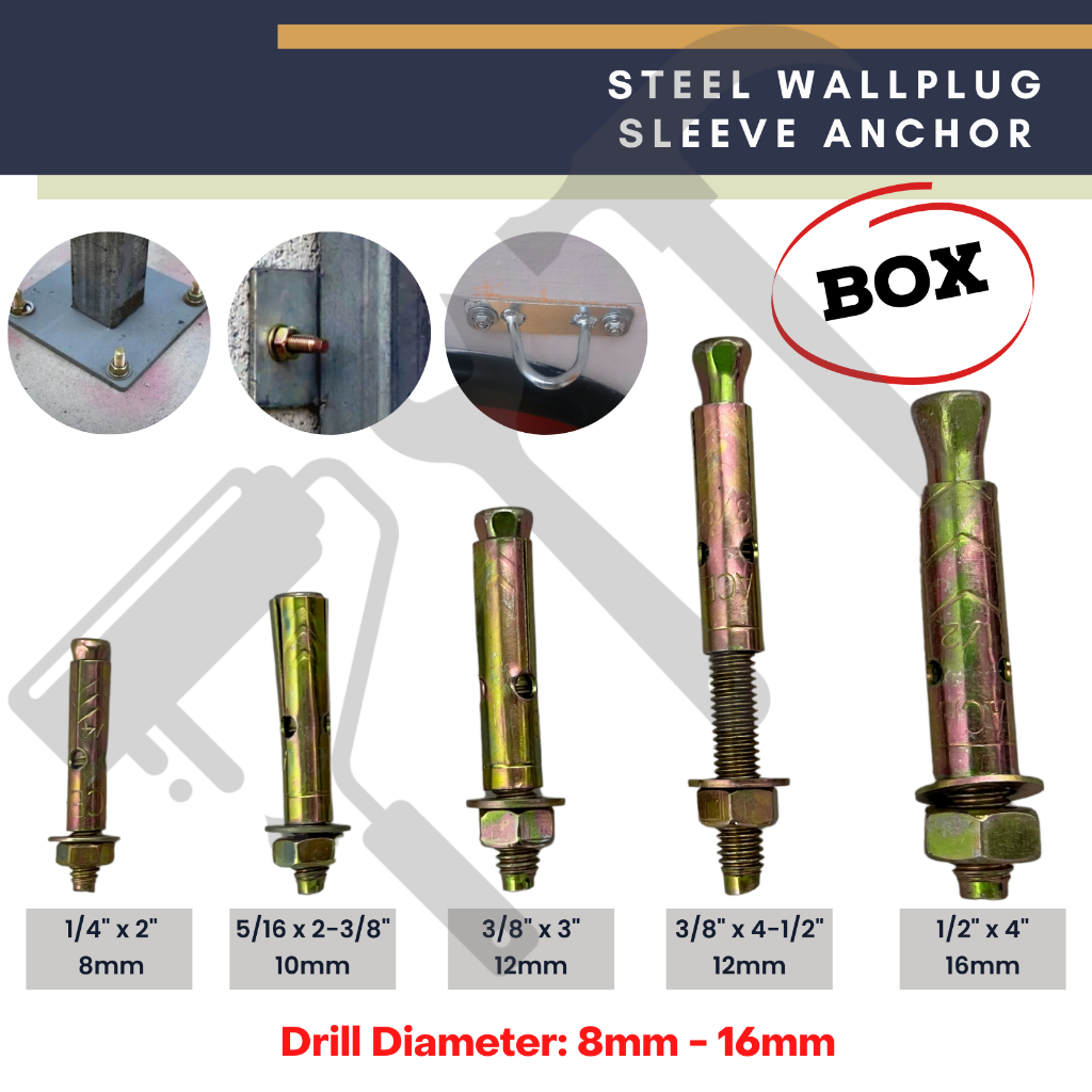 [BOX] Steel WallPlug | Sleeve Anchor Bolt | Sleeve Anchor Expansion ...