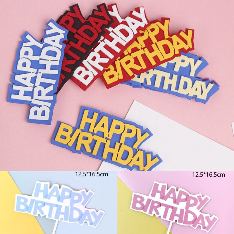 IMOCHI 生日快乐 纸卡/海绵蛋糕插件 happy birthday card cake topper | Shopee Singapore