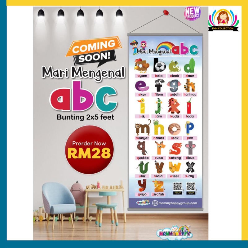 Bunting LET'S GET TO KNOW abc 2X5 FEET | Shopee Singapore