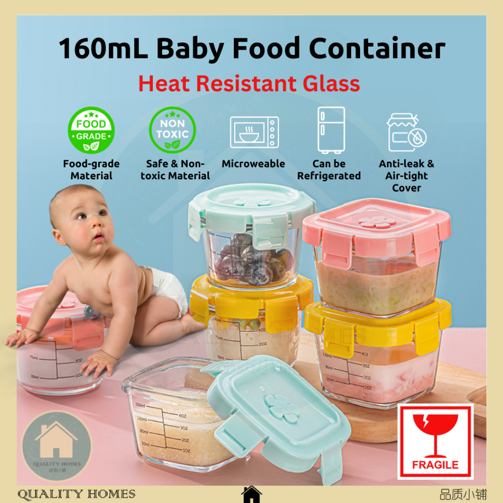 Food Grade Baby Food Container Tupperware Glass Bekas Makanan Baby ...