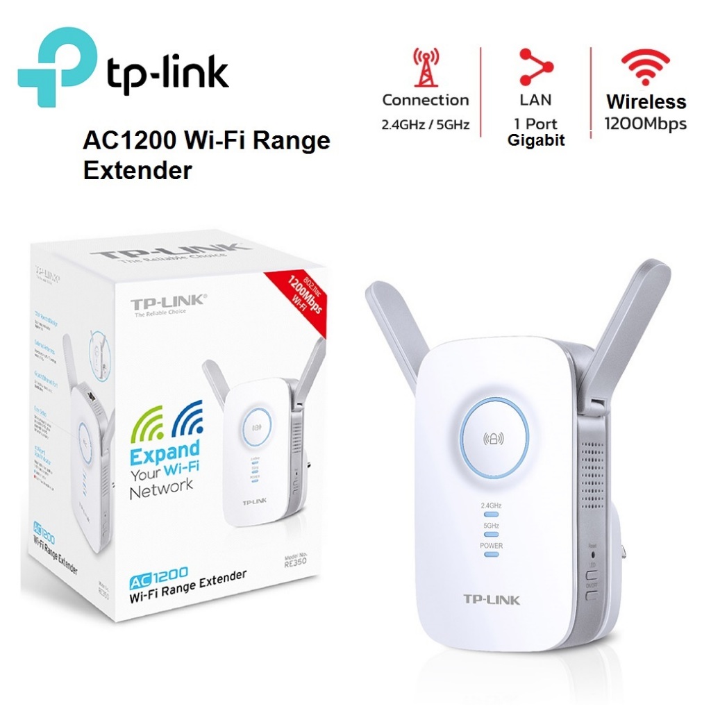 TP-LINK RE350 AC1200 Wi-Fi Range Extender Your Wi-Fi Network Gigabit ...