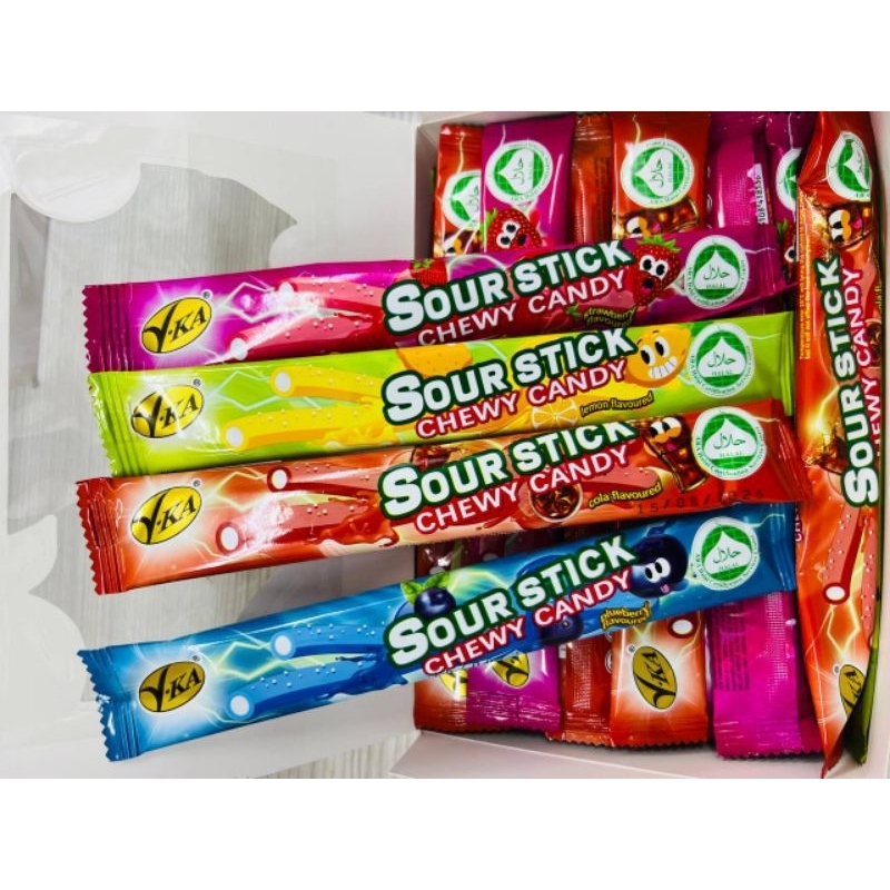 30s Sour Stick Chewy Candy Strawberry / Lemon / Blueberry / Cola ...