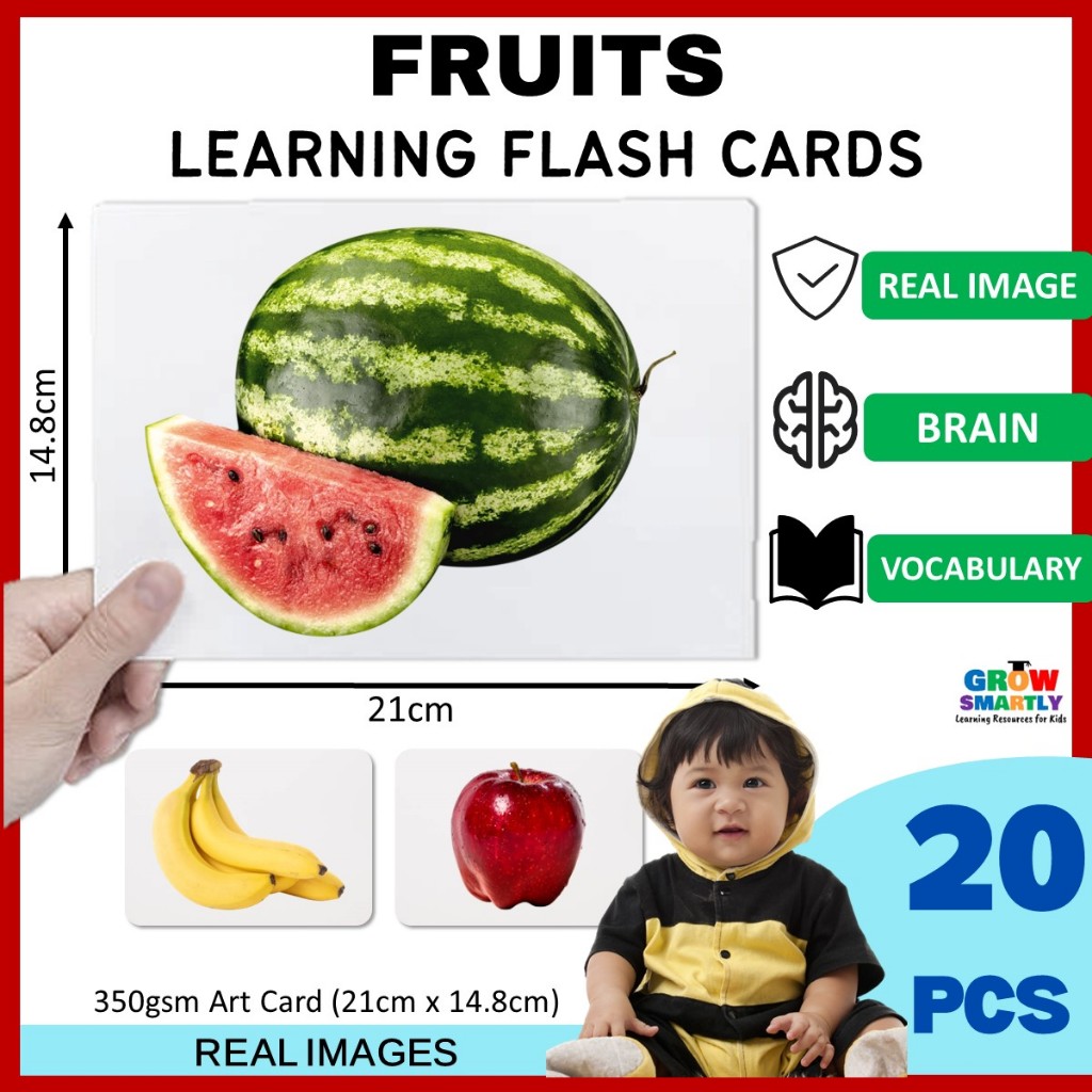 Fruits Flash Card for Kid fruit flash cards Educational Big flash card ...