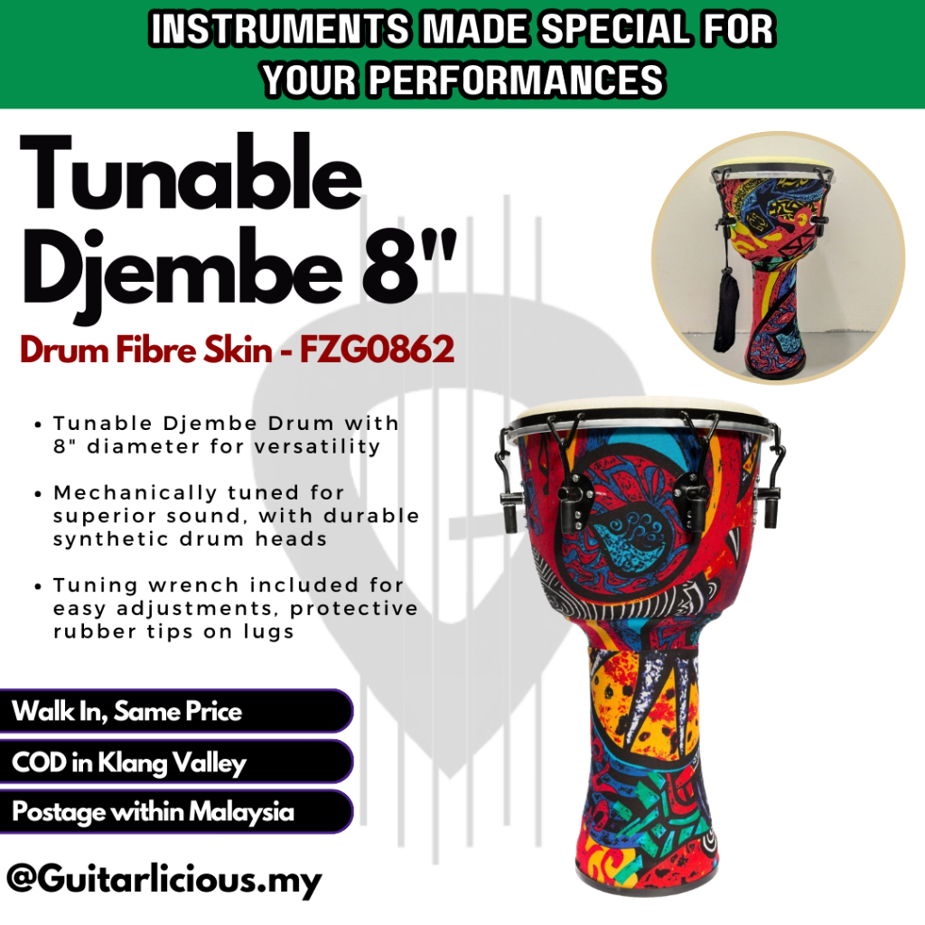 Tunable Djembe Drum Fibre Skin 8 inch / 10 inch / 12 inch - ( FZG0862 ...