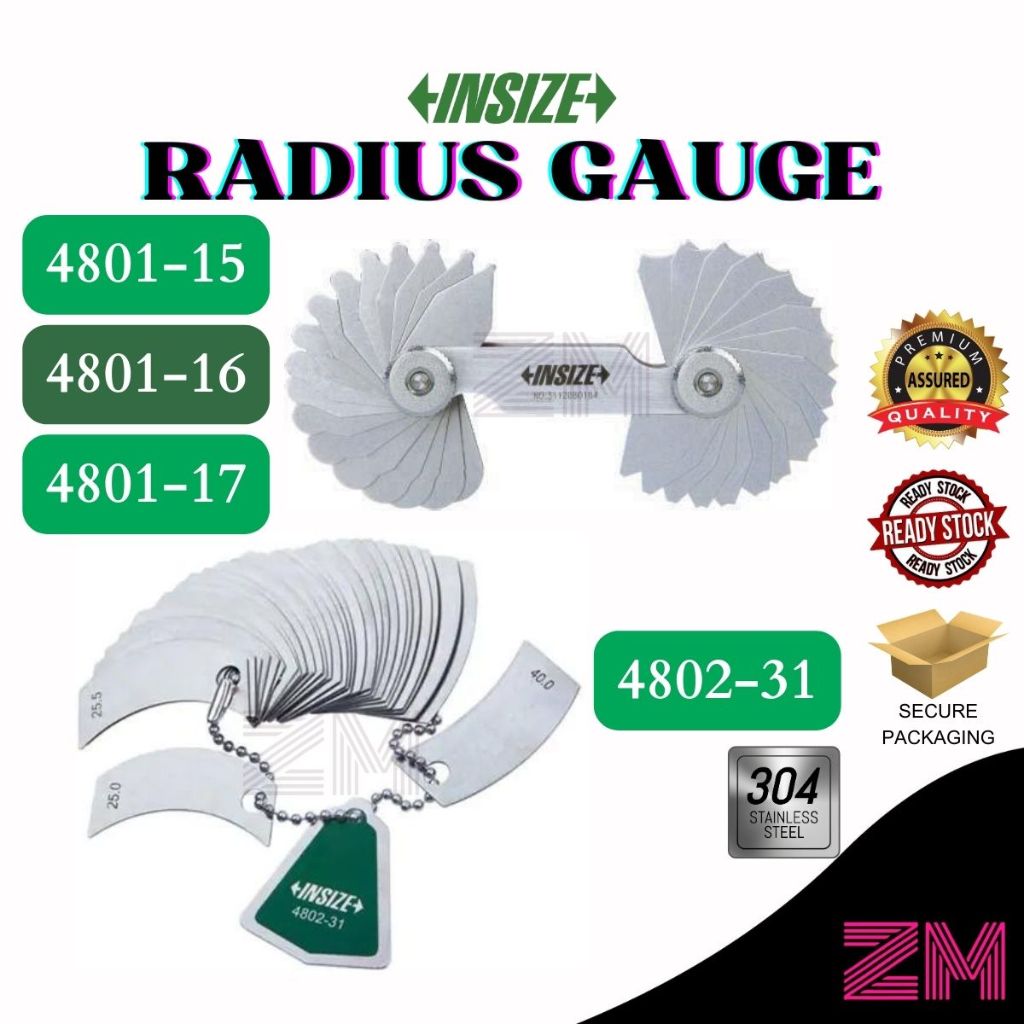 INSIZE Radius Gauge / Radius Gage Metric Engine Cylinder Range 25-40mm ...