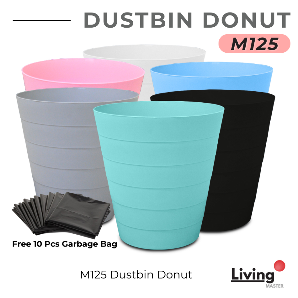 Round Dustbin Round Plastic Rubbish Bin Trash Bin Tong Sampah with ...