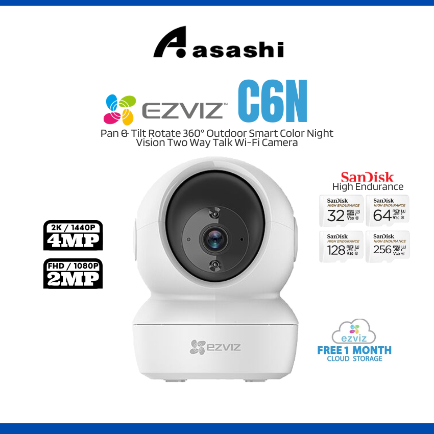 EZVIZ C6N 2MP 1080P 4MP 2K Pan & Tilt WiFi CCTV IP Camera , Smart ...